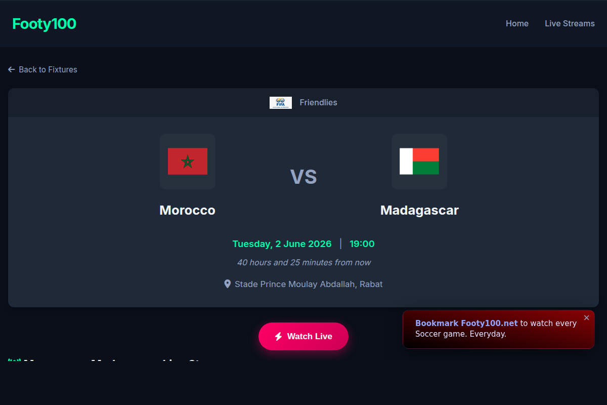 Watch Morocco vs Madagascar live stream - Footy100