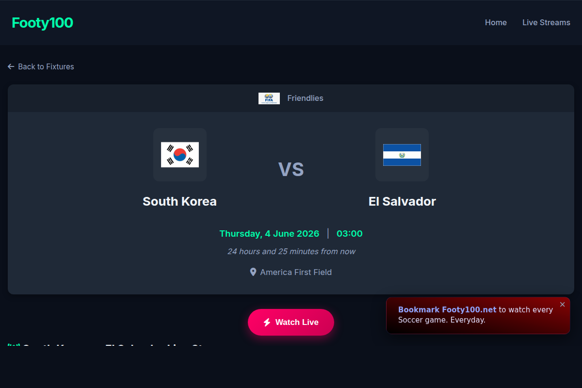 Watch South Korea vs El Salvador live stream - Footy100